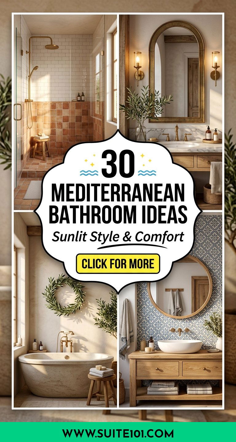30 Mediterranean Bathroom Ideas for Sunlit Style and Comfort - Suite 101